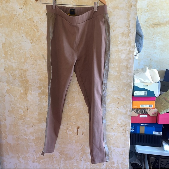 IMAN | Pants & Jumpsuits | Iman Brown Leather Terry Knit High Rise Pant ...